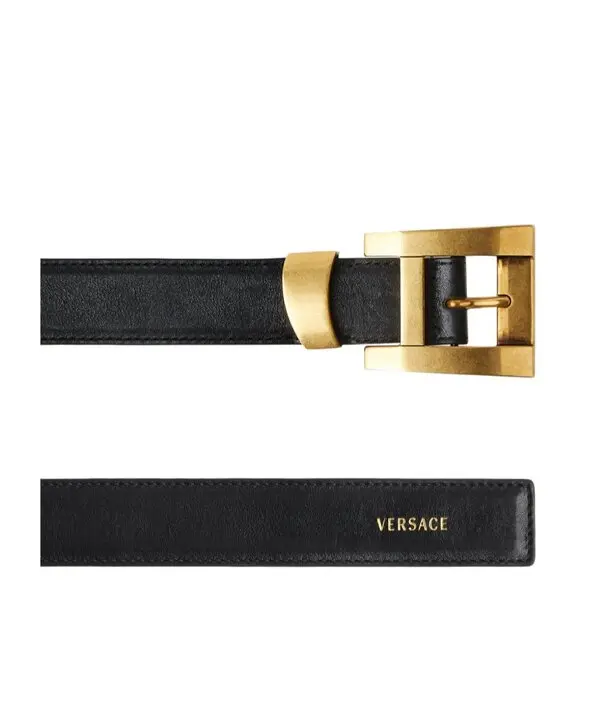 Versace Rectangular Buckle Belt - Black