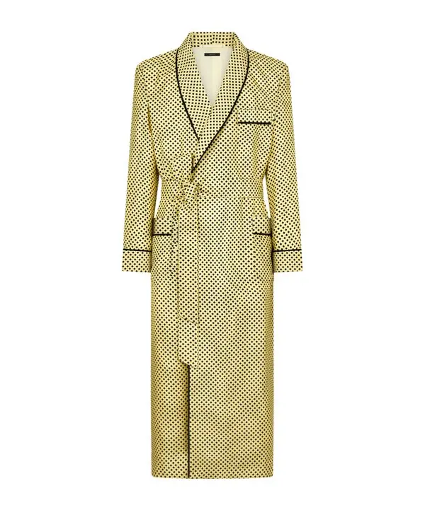 TOM FORD Diamond Printed Satin Twill Robe - Beige/black