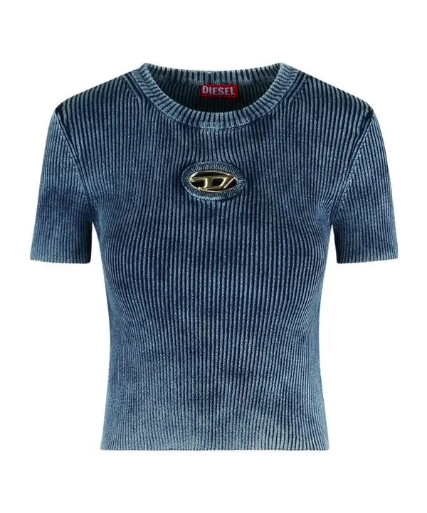 DIESEL® Cut Out Logo Crewneck T-shirt - Blue