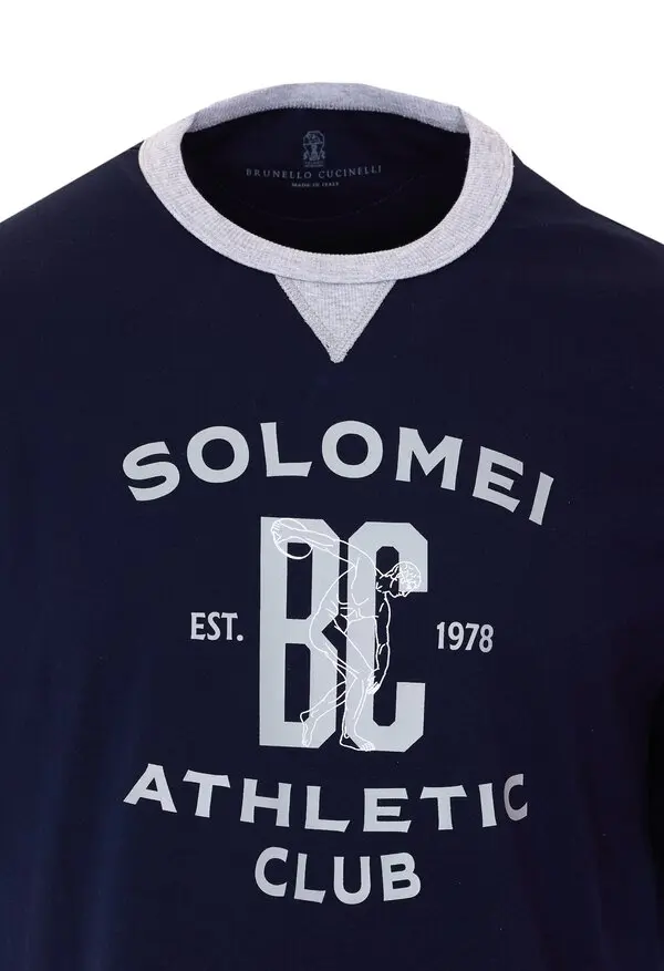 Brunello Cucinelli Graphic Printed Crewneck T-shirt - Blue