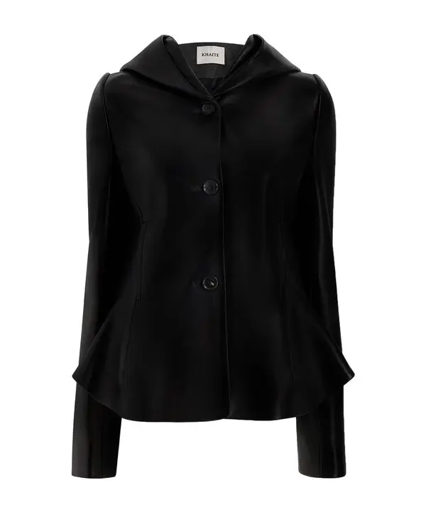 Khaite June Hooded Buttoned Jacket - Black