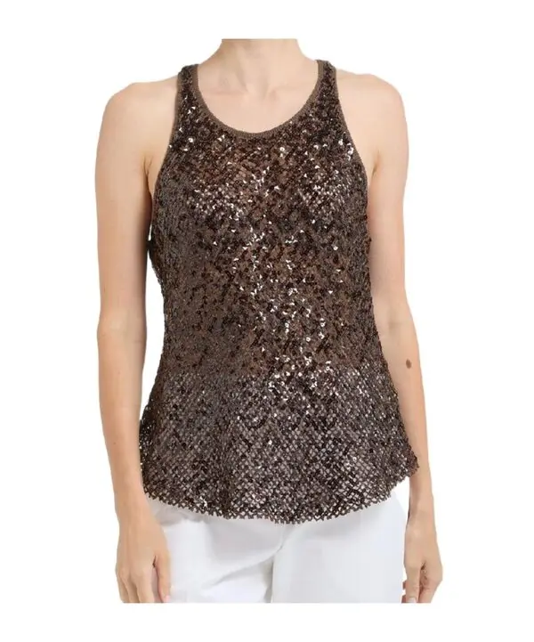 Brunello Cucinelli Sequin Embellished Sleeveless Top