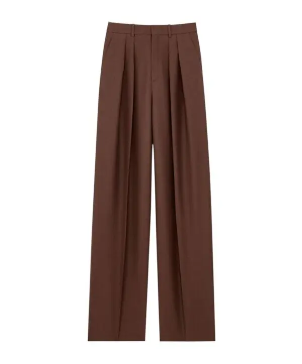 Saint Laurent Mid-rise Tailored Pants - Chocolate