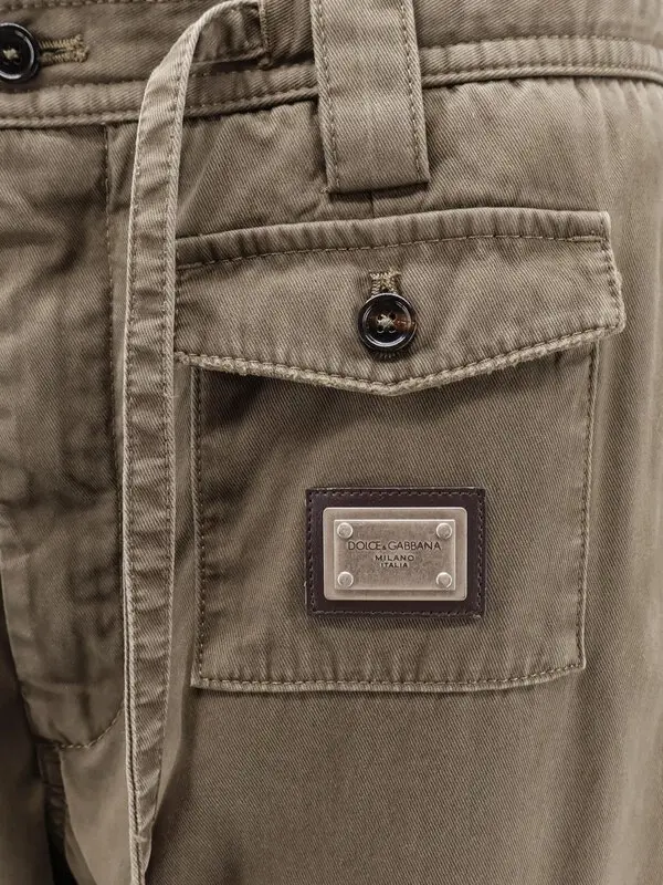 Dolce & Gabbana Cargo Pants With Drawstring And Logo Patch - Brown