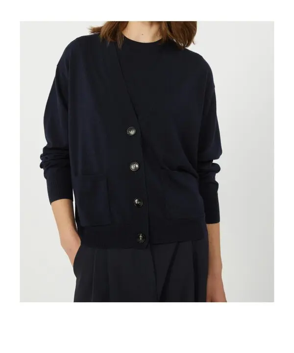 Max Mara Long Sleeve V-neck Button Pocket Cardigan - Black