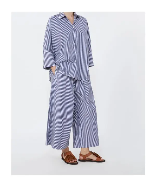Max Mara Cropped Striped Trousers - Blue