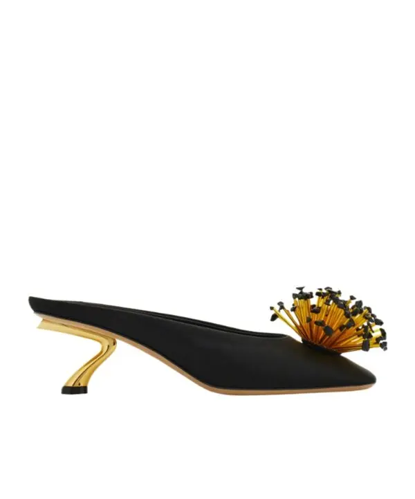 FERRAGAMO Embellished Heel Mules - Black