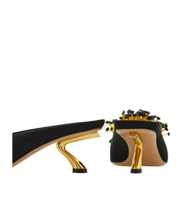FERRAGAMO Embellished Heel Mules - Black