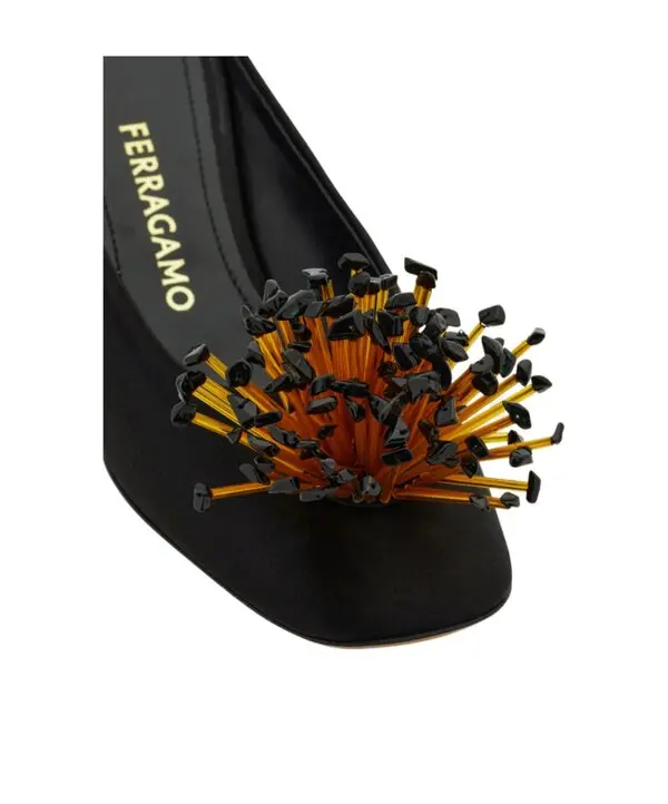 FERRAGAMO Embellished Heel Mules - Black