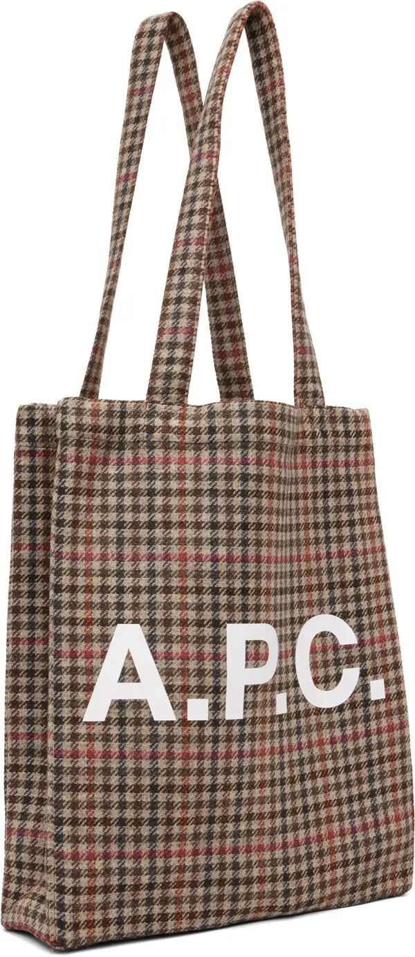 A.p.c. Lou Tote Bag With All-over Check Pattern - Brown