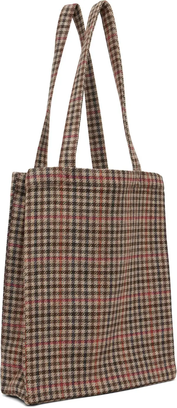 A.p.c. Lou Tote Bag With All-over Check Pattern - Brown