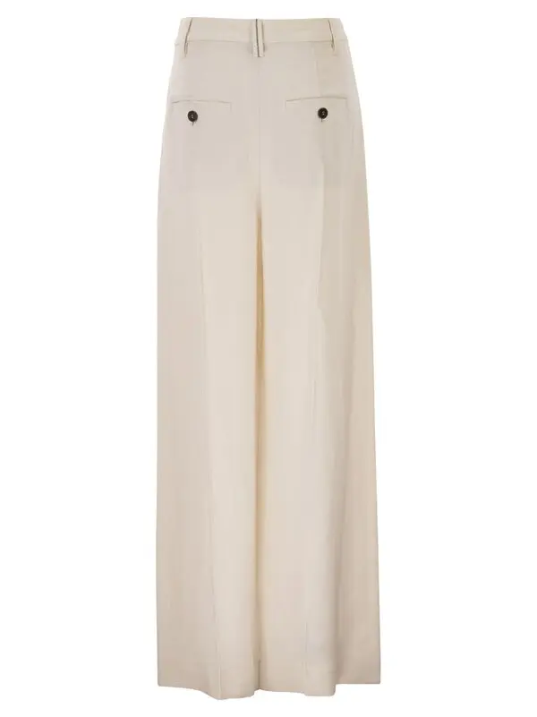 Brunello Cucinelli Pleated Wide-leg Trousers - Nude