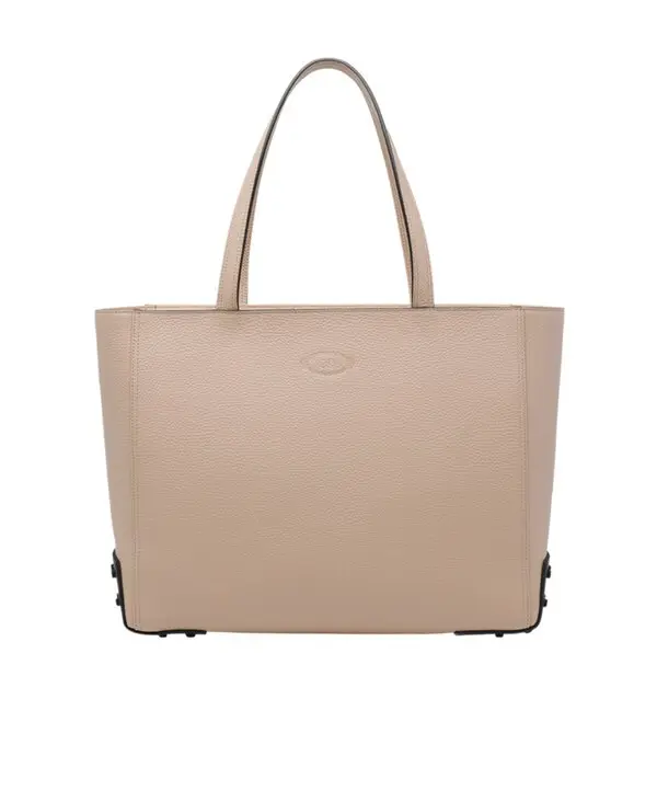 TOD'S Logo Embossed Top Handle Bag - Nude