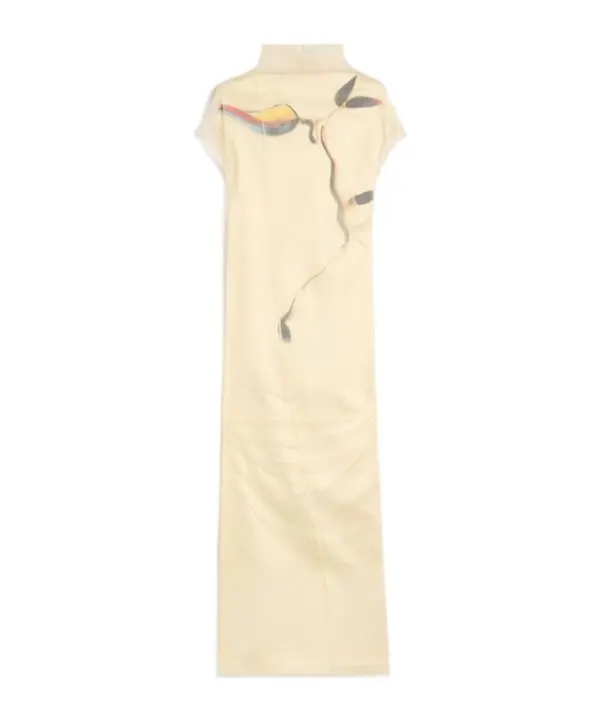 Sportmax Graphic-print Open-back Midi Dress - Light Yellow