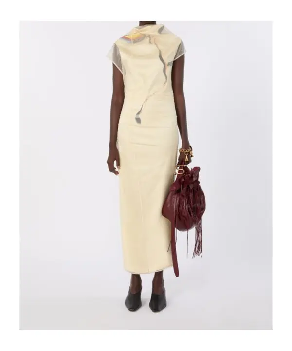 Sportmax Graphic-print Open-back Midi Dress - Light Yellow