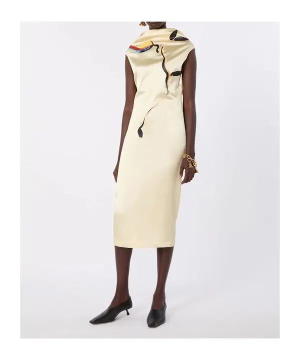 Sportmax Graphic-print Open-back Midi Dress - Light Yellow