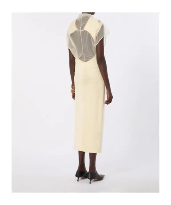 Sportmax Graphic-print Open-back Midi Dress - Light Yellow