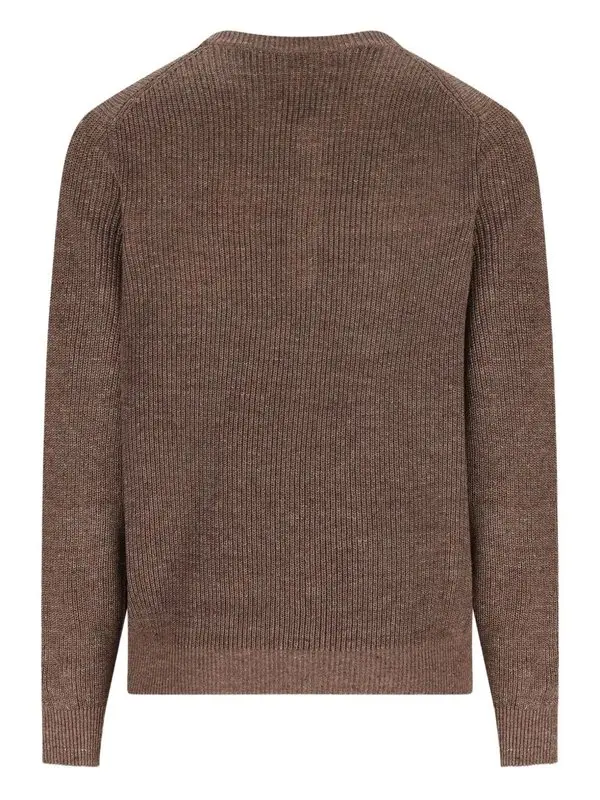 Brunello Cucinelli Ribbed Henley Knit Sweater - Brown