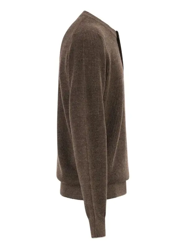 Brunello Cucinelli Ribbed Henley Knit Sweater