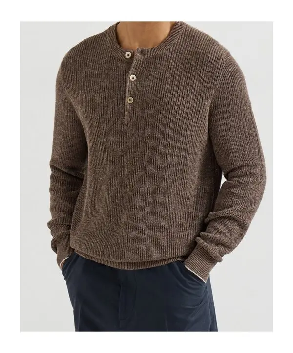 Brunello Cucinelli Ribbed Henley Knit Sweater