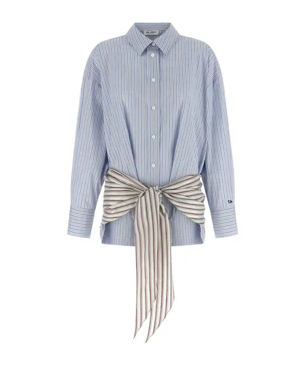 Attico Striped Poplin Mini Dress With Knot Detail