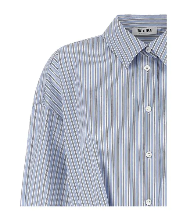 Attico Striped Poplin Mini Dress With Knot Detail