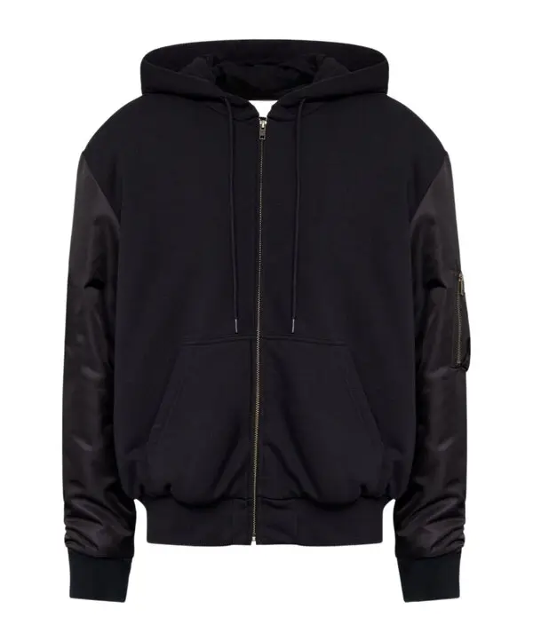 MAISON MARGIELA Zip-up Gathered-sleeve Hoodie - Black