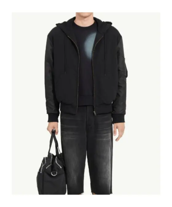 MAISON MARGIELA Zip-up Gathered-sleeve Hoodie - Black