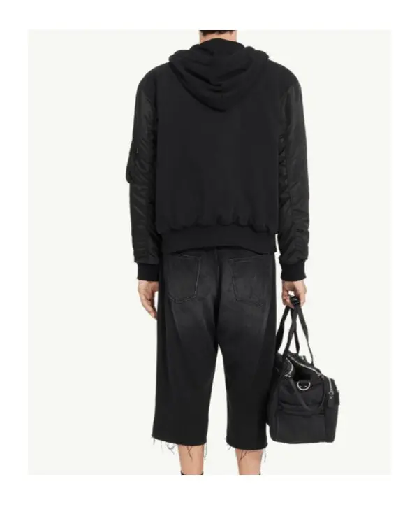 MAISON MARGIELA Zip-up Gathered-sleeve Hoodie - Black