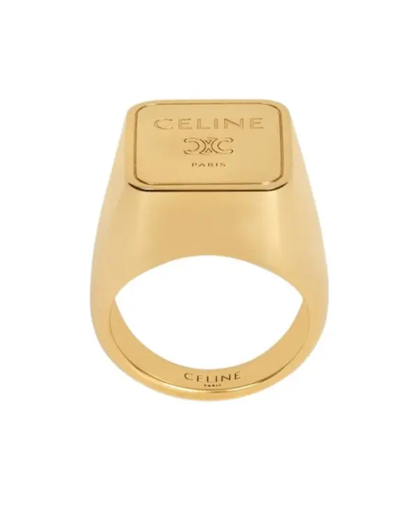 Celine Triomphe Square Signet Ring Gold Finish Brass - Golden