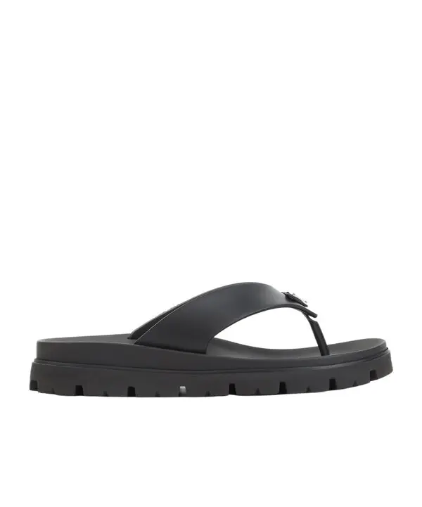 Prada Soft Cage Logo Flip Flops - Black