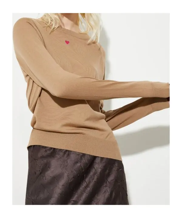 MAXCO. Max&co. Pure Merino Wool Crew Neck Jumper With Embroidery
