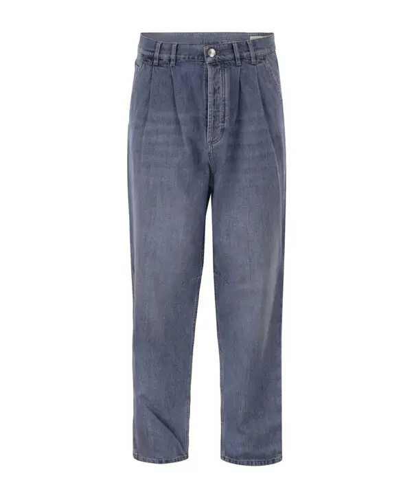 Brunello Cucinelli Pleated Relaxed Fit Jeans - Gray
