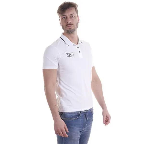 EA7 Logo Printed Polo Shirt - White