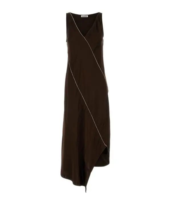 JIL SANDER Embellished Sleeveless Dress - Chocolate