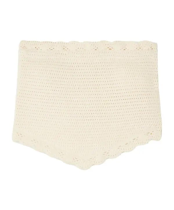 Posse Off-shoulder Cropped Top With Pointed Hem - Cream