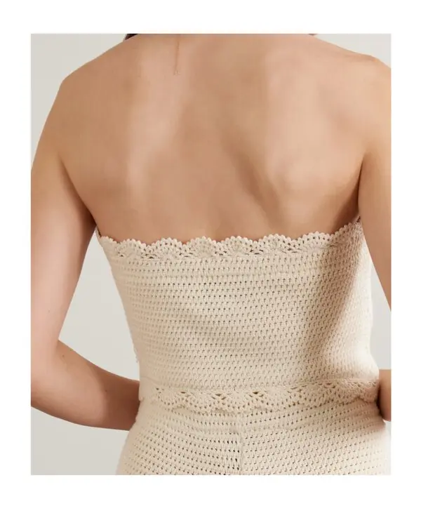 Posse Off-shoulder Cropped Top With Pointed Hem - Cream