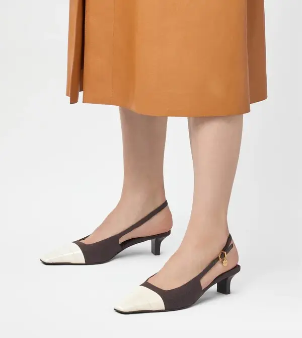 TOD'S Croc-effect Slingback Pumps With Kitten Heel - Black