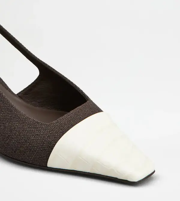 TOD'S Croc-effect Slingback Pumps With Kitten Heel - Black