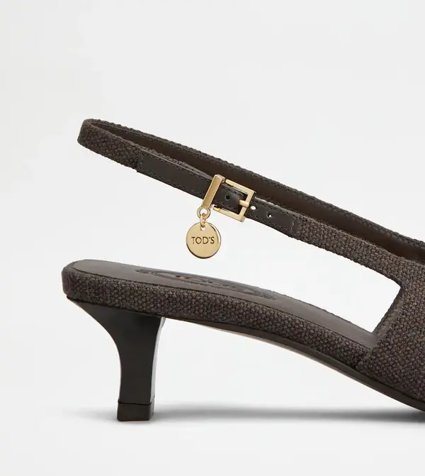 TOD'S Croc-effect Slingback Pumps With Kitten Heel - Black