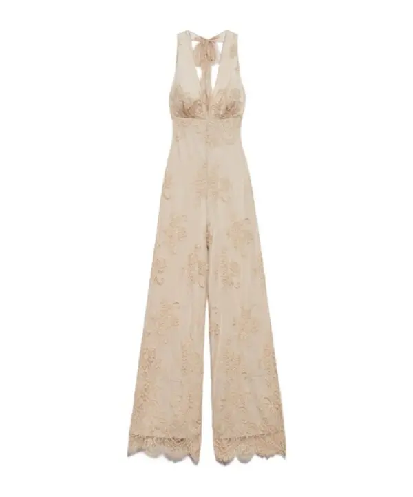 ANIYE BY Lace Backless Embroidered Jumpsuit - Nude