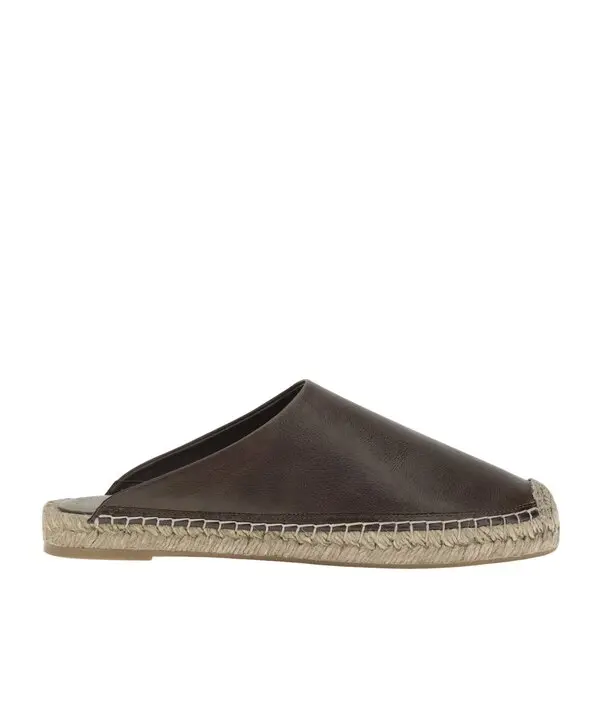 Brunello Cucinelli Round Toe Woven Espadrille Slides