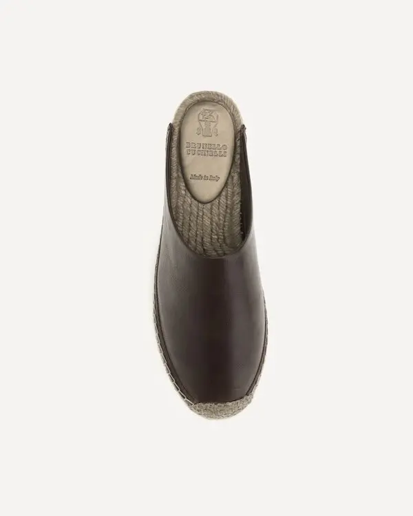 Brunello Cucinelli Round Toe Woven Espadrille Slides