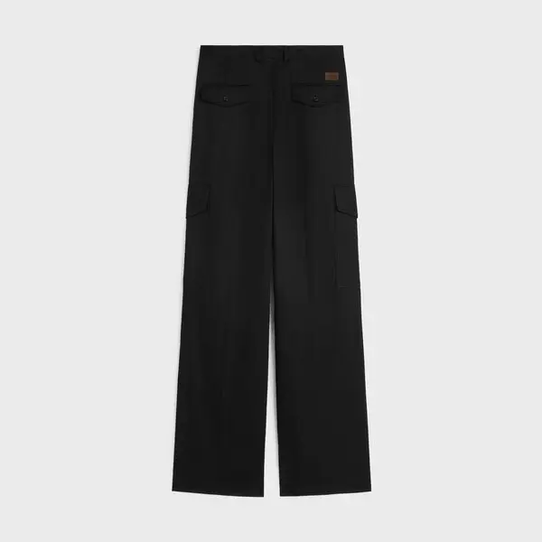 Celine Montauk Cargo Pants In Cotton Twill - Black