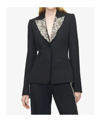Alexander McQueen Chain Mail Embroidery Single-breasted Jacket