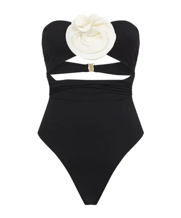 LA REVECHE Hegra Cut-out One-piece Beachwear - Black Ivory