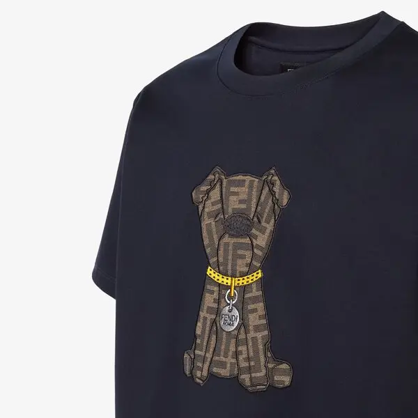 Fendi Logo Dog Crewneck T-shirt - Black