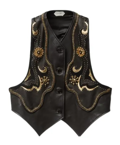 Versace Embellished Leather Waistcoat
