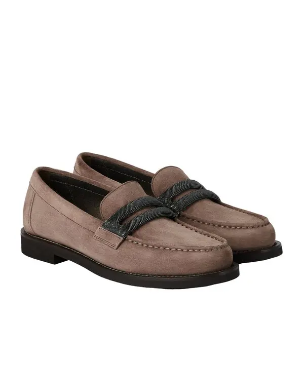 Brunello Cucinelli Precious Clamp Penny Loafers - Brown