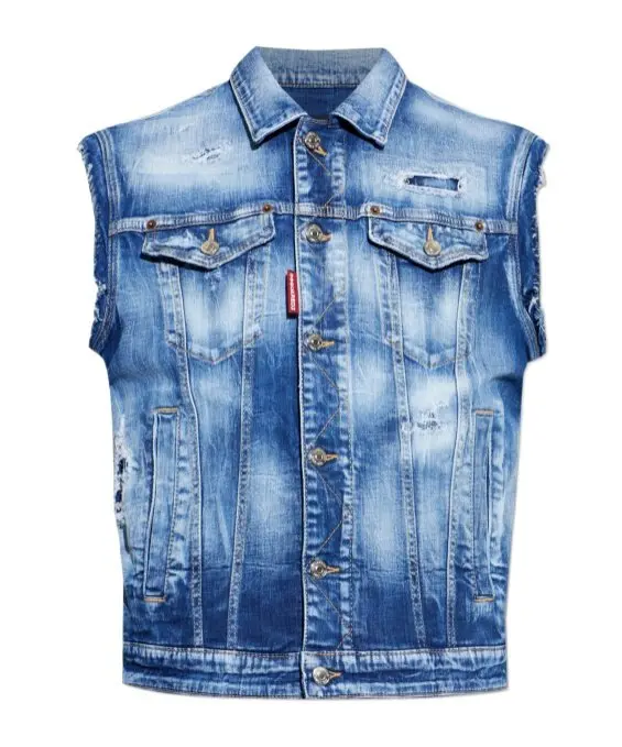 Dsquared2 Sleeveless Distressed Denim Jacket - Blue